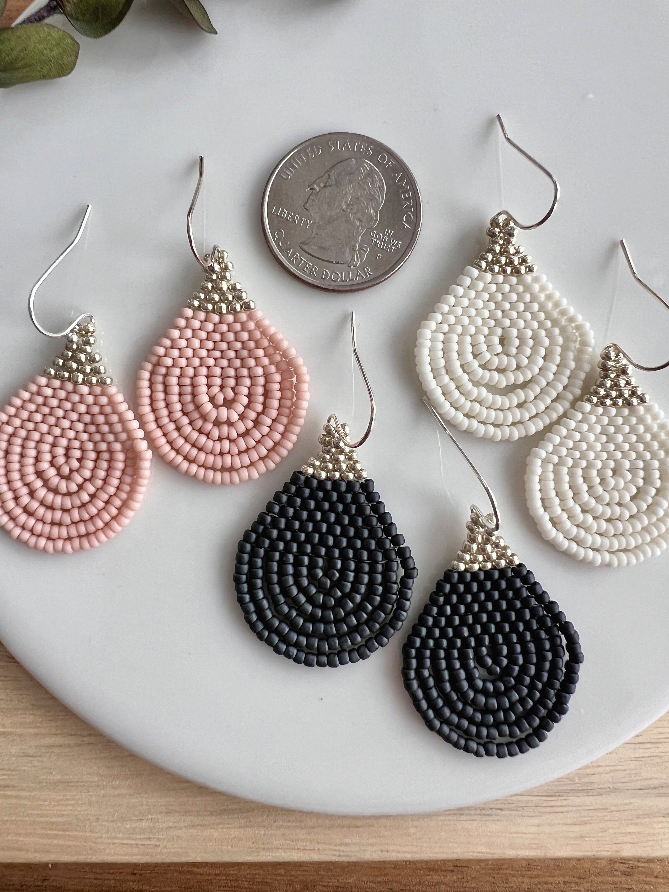 Multiple Colors Avail. - Silver Top Seed Bead Dangle Earrings With ...