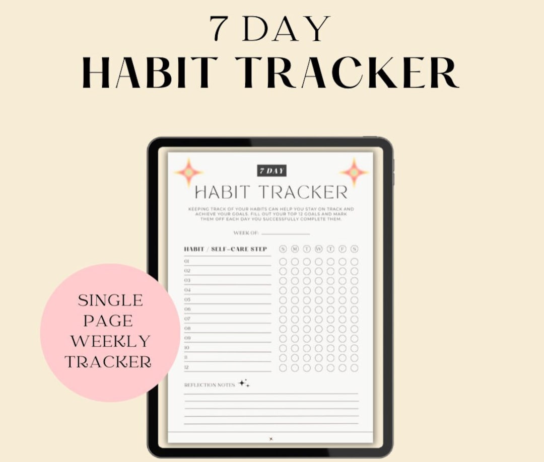 7 Day Habit Tracker | Digital Goal Tracker, Goodnotes Template, Habit ...