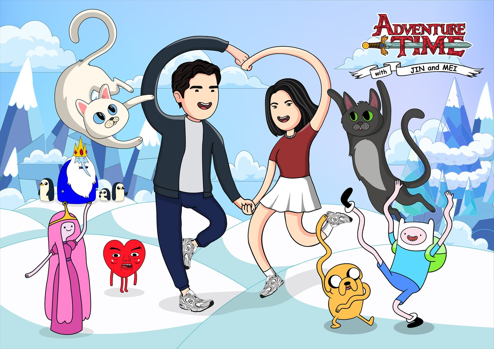Personalized Adventure Time Portrait | Digital Family Portrait ...