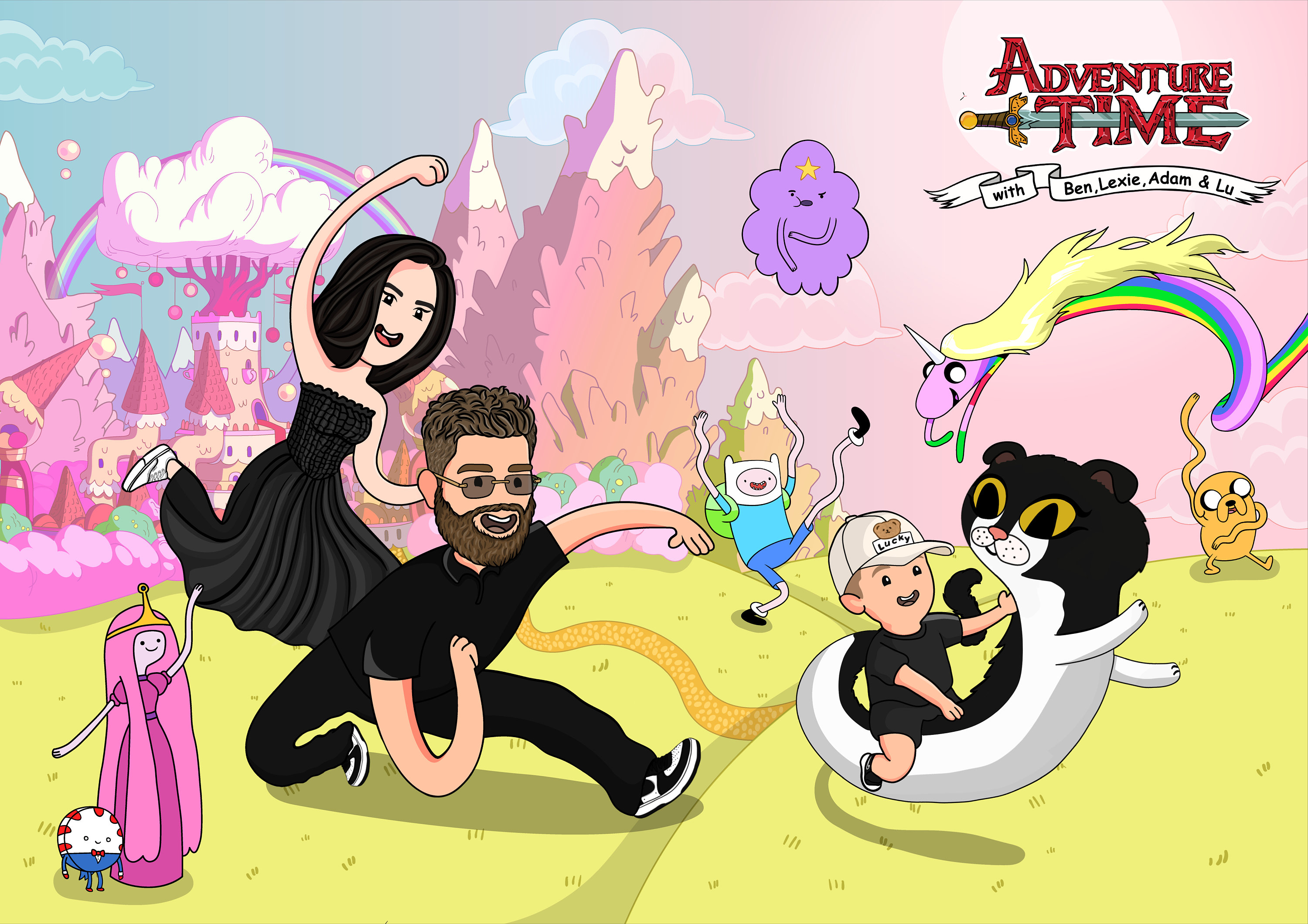 Personalized Adventure Time Portrait | Digital Family Portrait ...