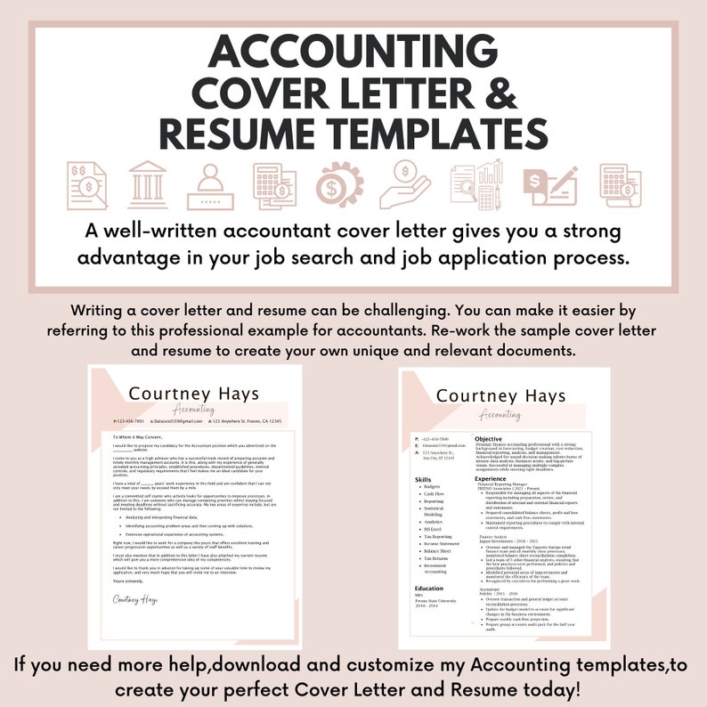 Accountant and Finance Resume and Cover Letter PREFILLED TEMPLATES ...