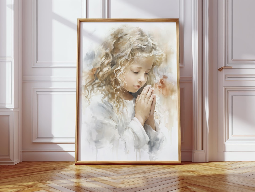 Angel Girl Praying Art, Nursery Children Art, Christian Wall Art ...