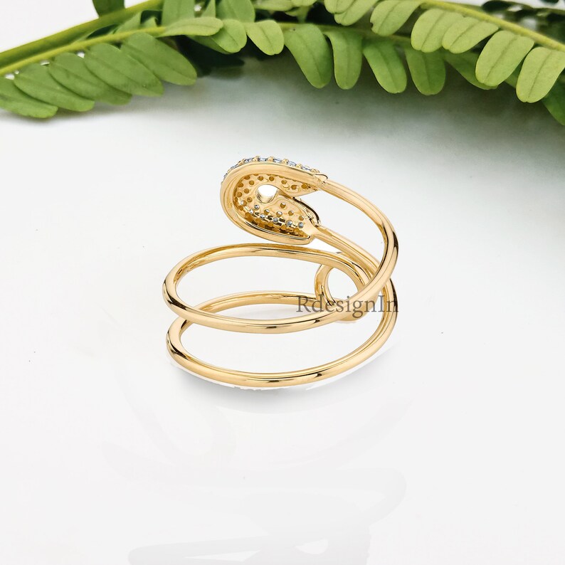 Safety Pin Ring Interlocking Ring Handmade Ring Diamond Woman - Etsy