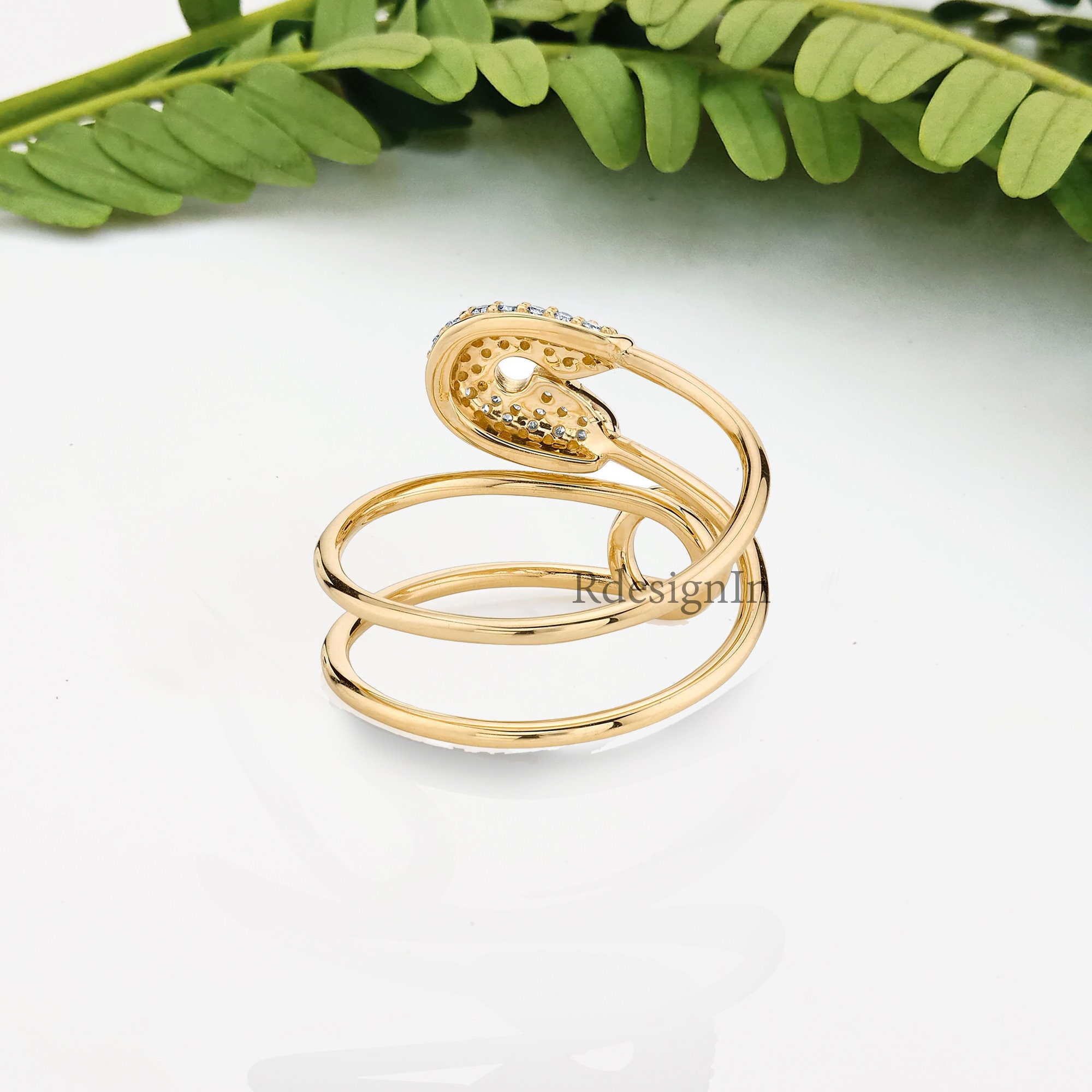 Safety Pin Ring Interlocking Ring Handmade Ring Diamond Woman - Etsy