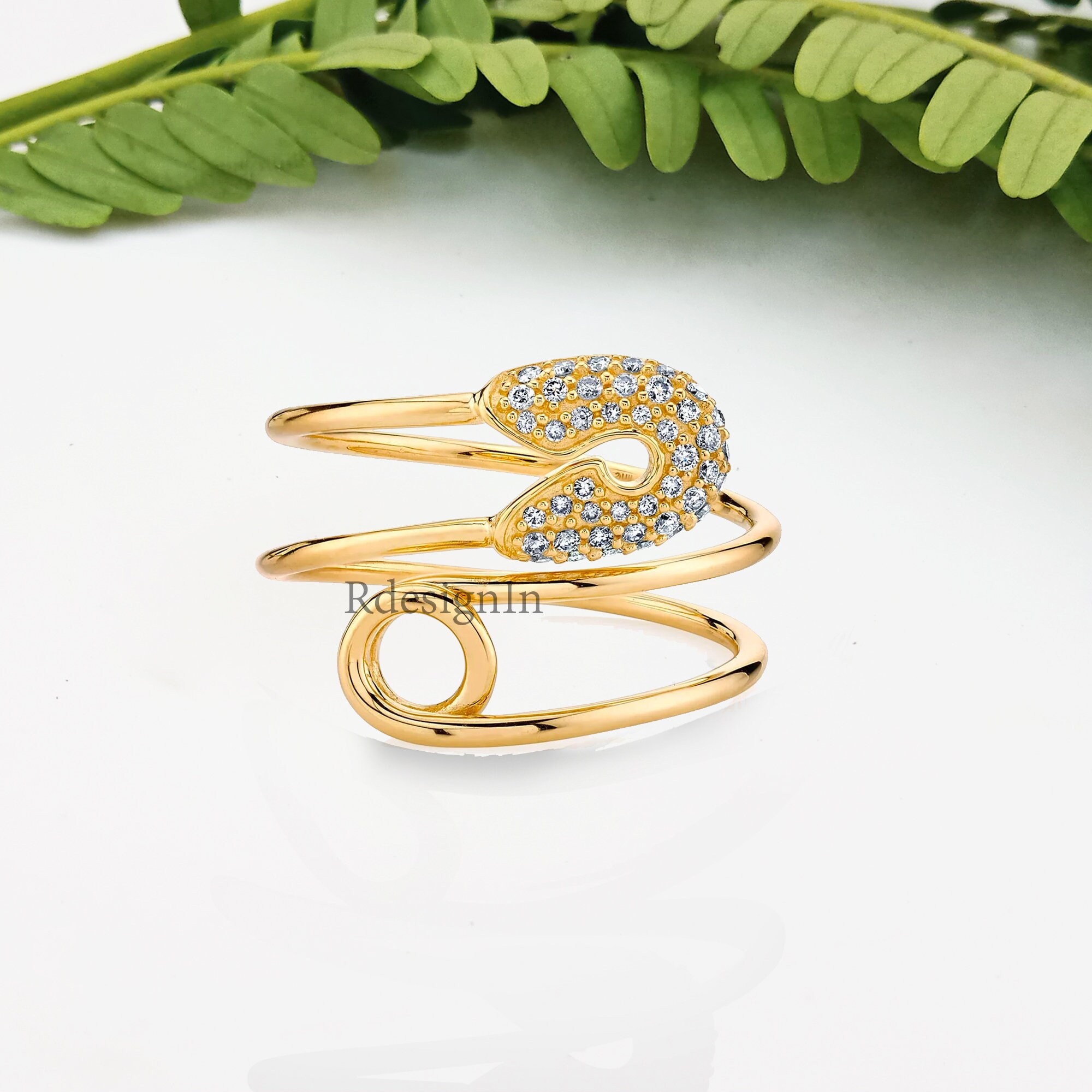 Safety Pin Ring Interlocking Ring Handmade Ring Diamond Woman Band Ring ...