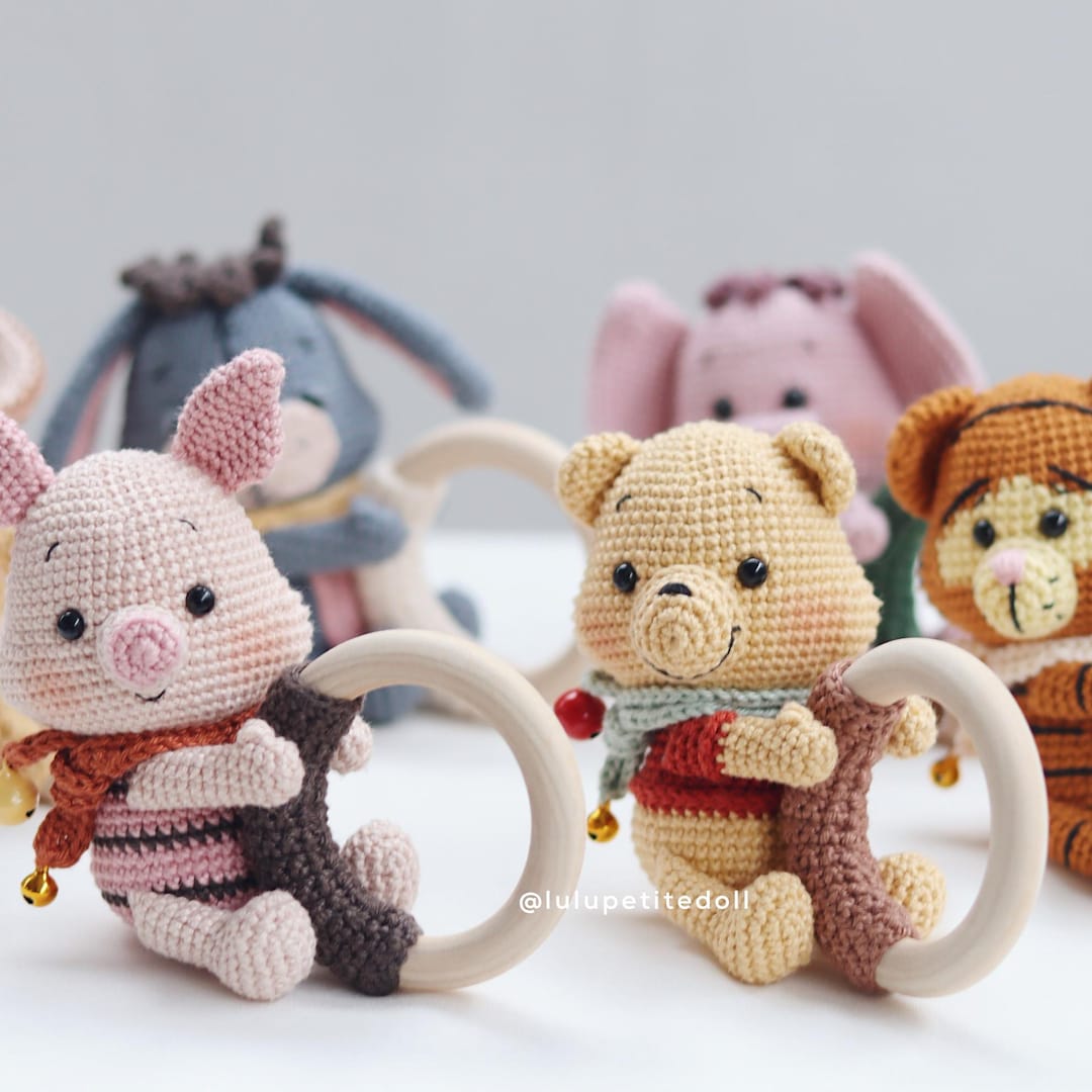 Finished Product: Winnie and Friends Rattle, Wooden Baby Rattle ...