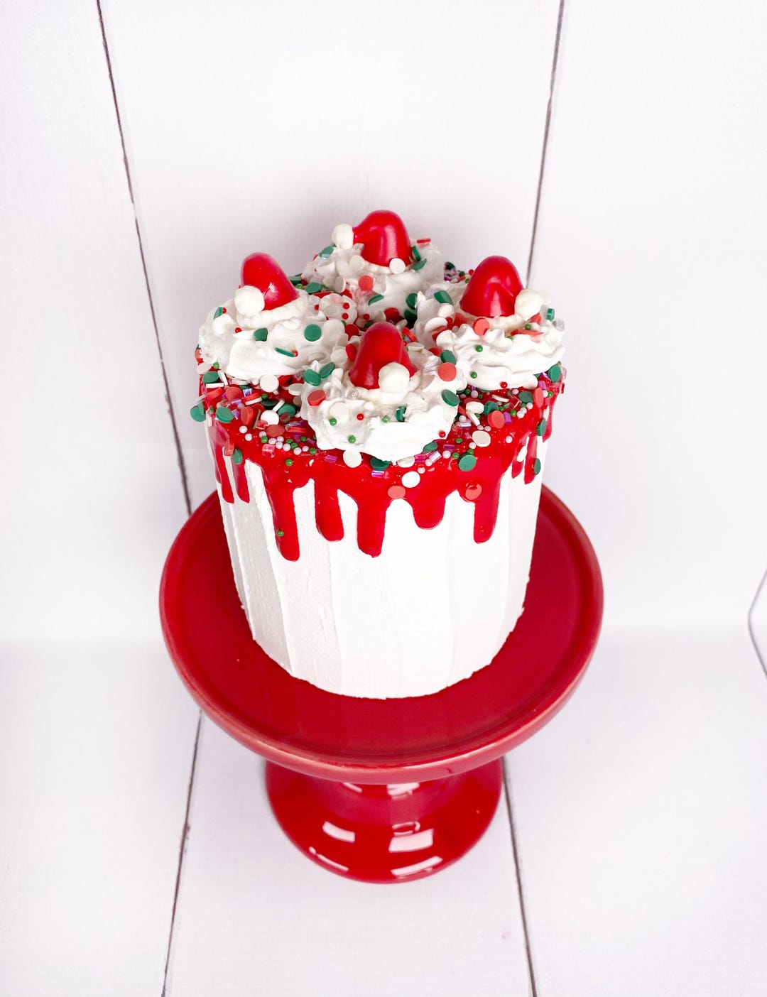 Fake Christmas Cake for Tier Tray, Faux Christmas Dessert, Coffee Bar ...