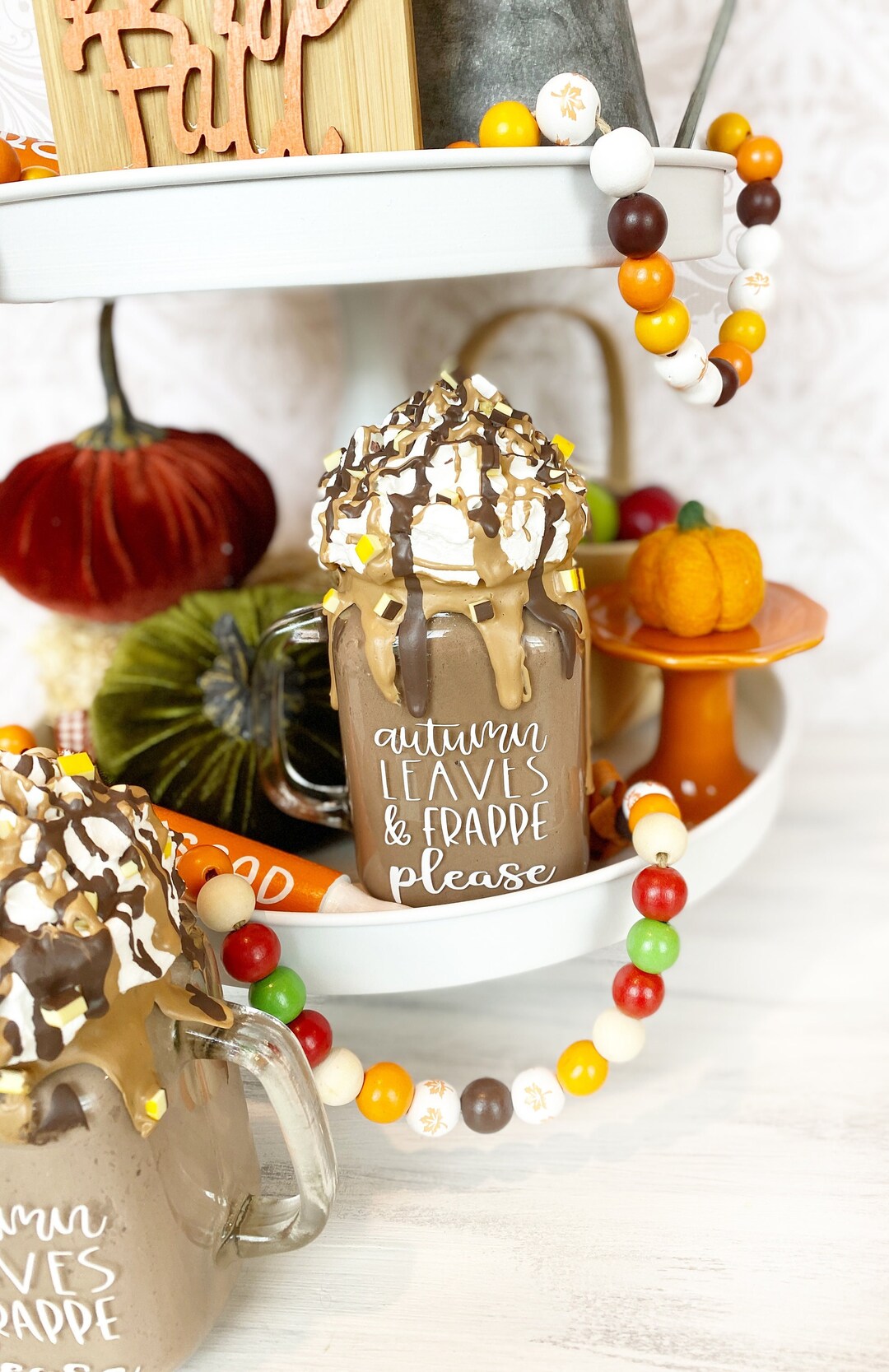 Fake Caramel Frappe, Autumn Tier Tray Decor, Fake Drink, Iced Coffee ...