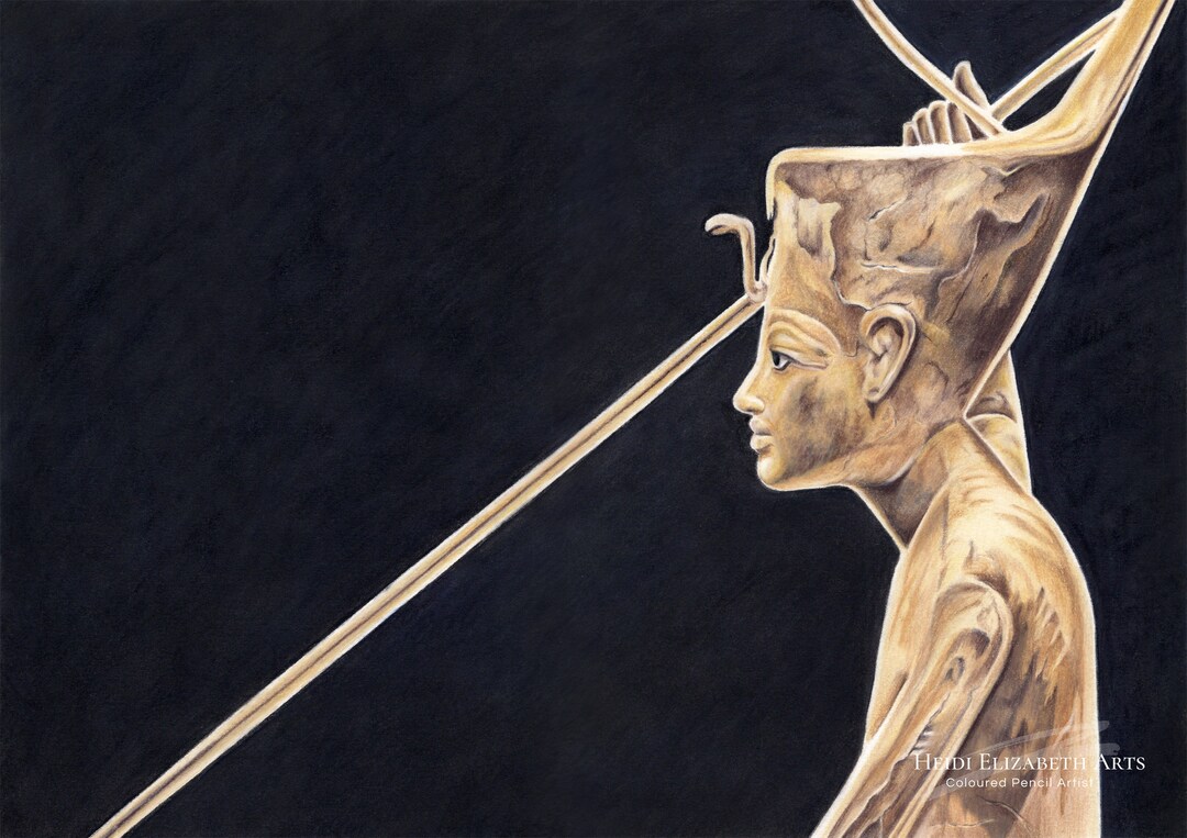 Colour Pencil Tutankhamun Drawing A4 Print - Etsy