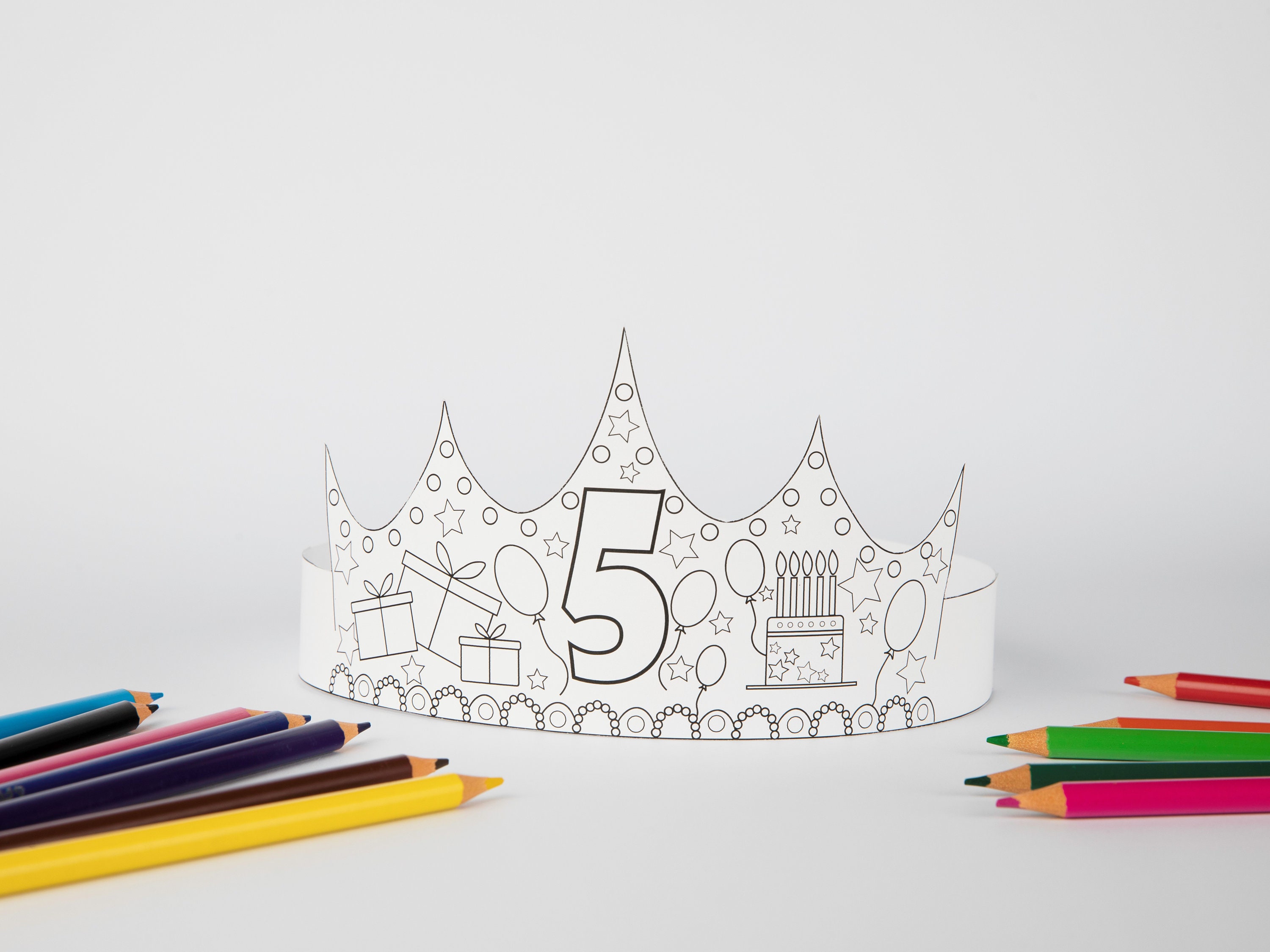 Printable Birthday Number Paper Crown 5th Birthday Decoration Coloring ...