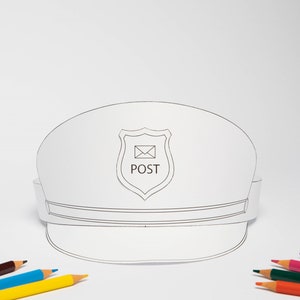 Printable Coloring Postman Paper Cap Pdf Template Digital Download Fun ...