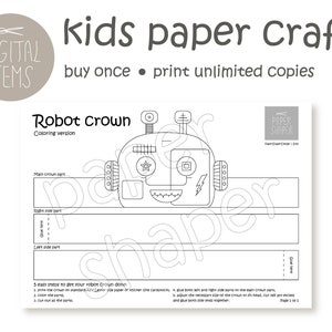 Printable Robot Paper Crown Awesome DIY Party Decor Cute Robot Birthday ...