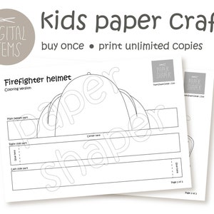 Printable Coloring Firefighter Paper Helmet Fun Kids Craft Pdf Template ...