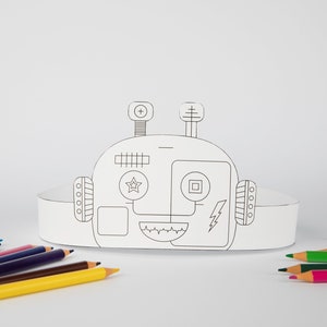 Printable Robot Paper Crown Awesome DIY Party Decor Cute Robot Birthday ...