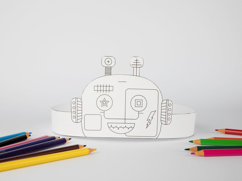 Printable Robot Paper Crown Awesome DIY Party Decor Cute Robot Birthday ...