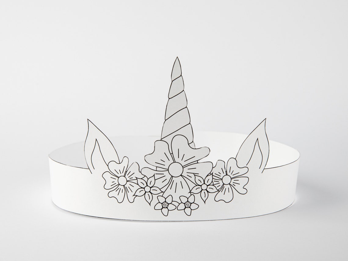 Printable Unicorn Paper Crown Party Coloring Kids Craft Awesome DIY ...