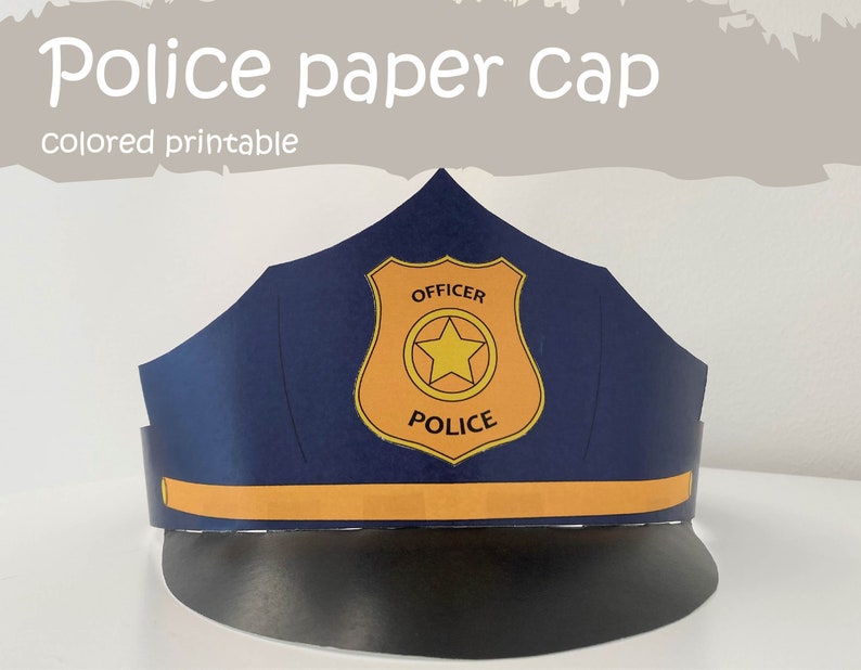 Printable Police Paper Cap Colored Fun Kids Craft Pdf Instant - Etsy