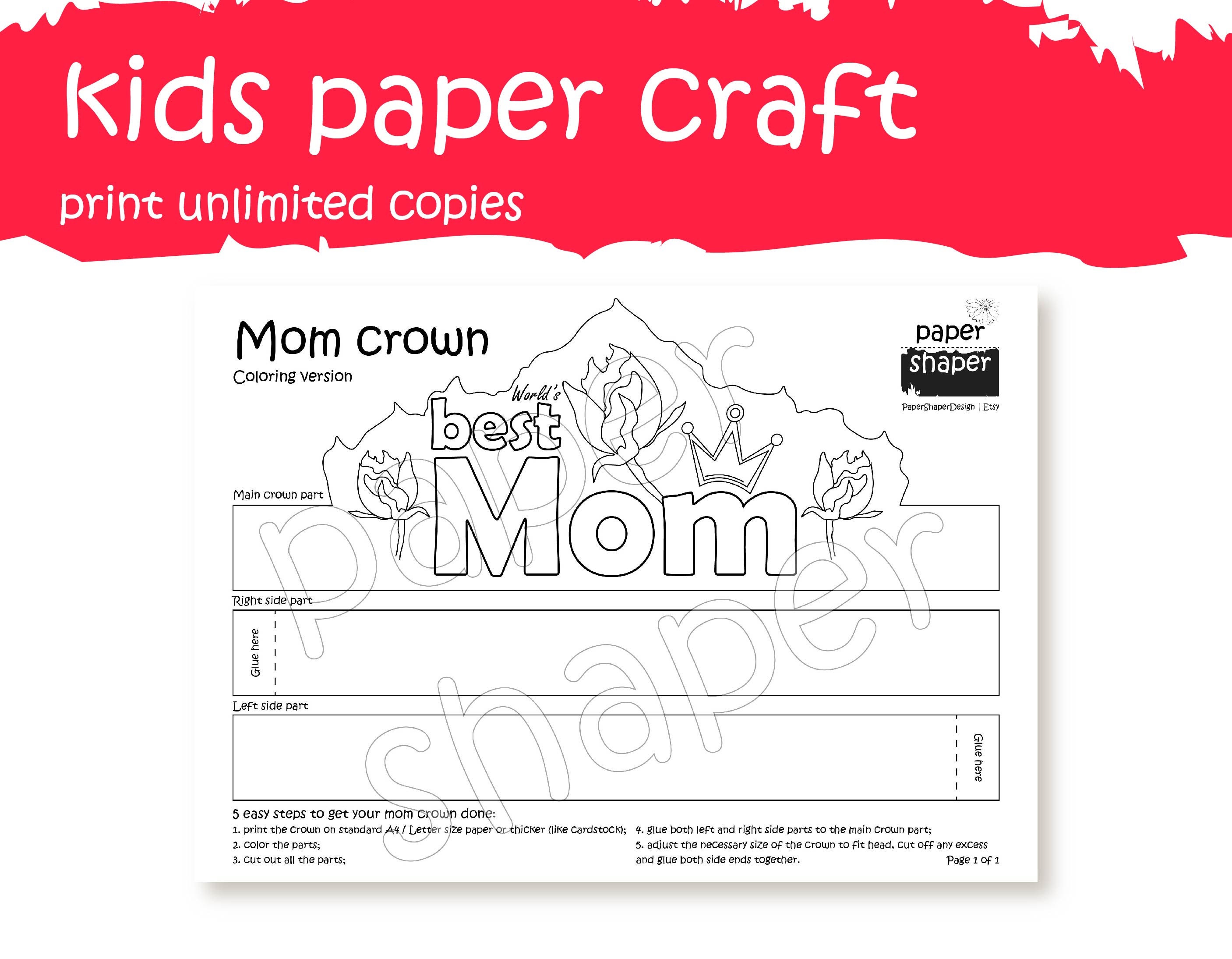 Printable Worlds Best Mom Paper Crown Warm Greetings on | Etsy