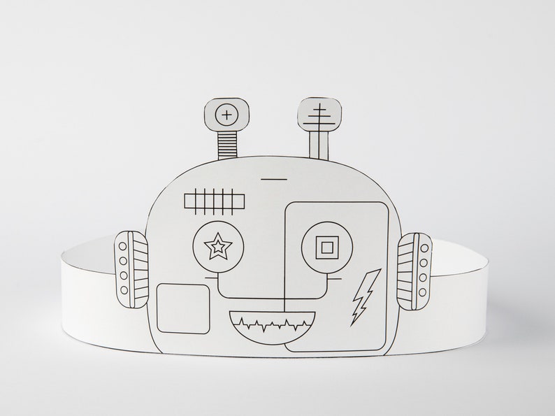 Printable Robot Paper Crown Awesome DIY Party Decor Cute Robot Birthday ...