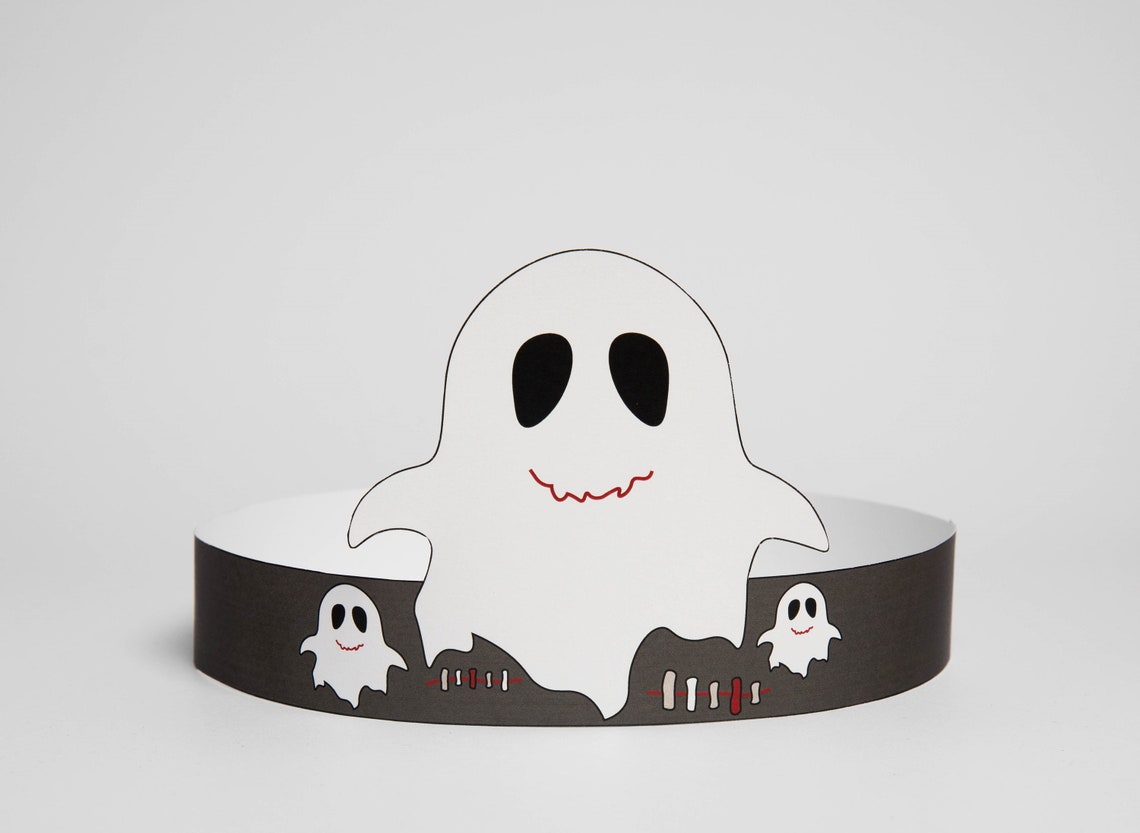Printable Colored Ghost Paper Crown Halloween Costume Kids Craft Pdf ...