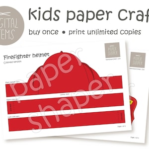 Printable Colored Firefighter Paper Helmet Kids Craft Activity Pdf ...