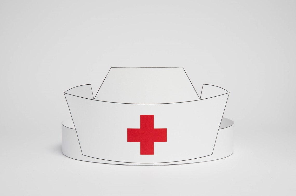 Printable Colored Nurse Paper Hat Kids Party Craft Doctor Costume Pdf ...