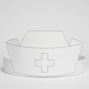 Printable Coloring Nurse Paper Hat Kids Party Craft Pdf Doctor Costume ...