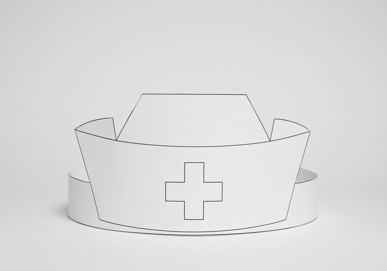 Printable Coloring Nurse Paper Hat Kids Party Craft Pdf Doctor Costume ...