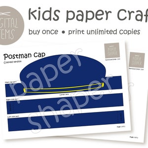 Printable Colored Postman Paper Cap Pdf Template Instant Download Kids ...