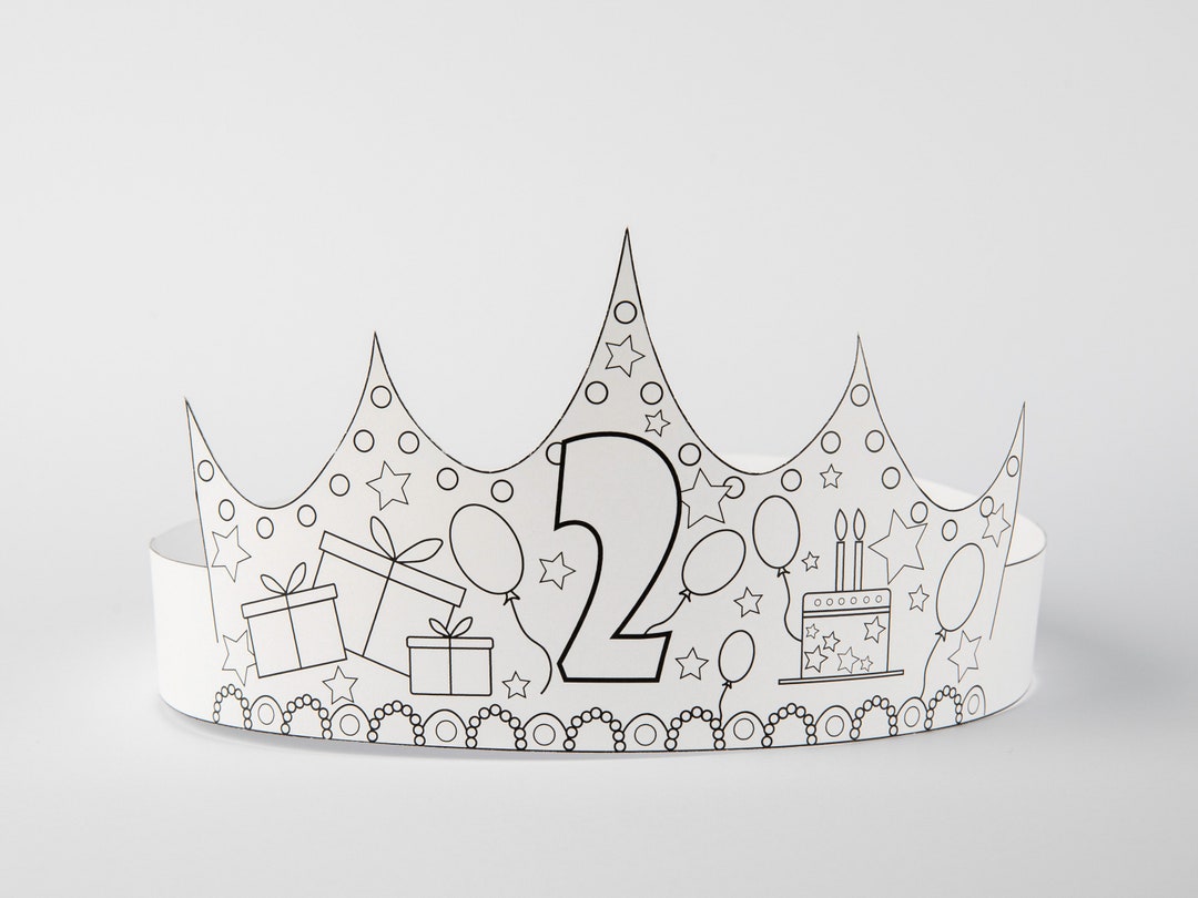Printable Birthday Number Paper Crown 2nd B-day Coloring Pdf Template ...