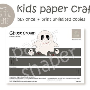 Printable Colored Ghost Paper Crown Halloween Costume Kids Craft Pdf ...