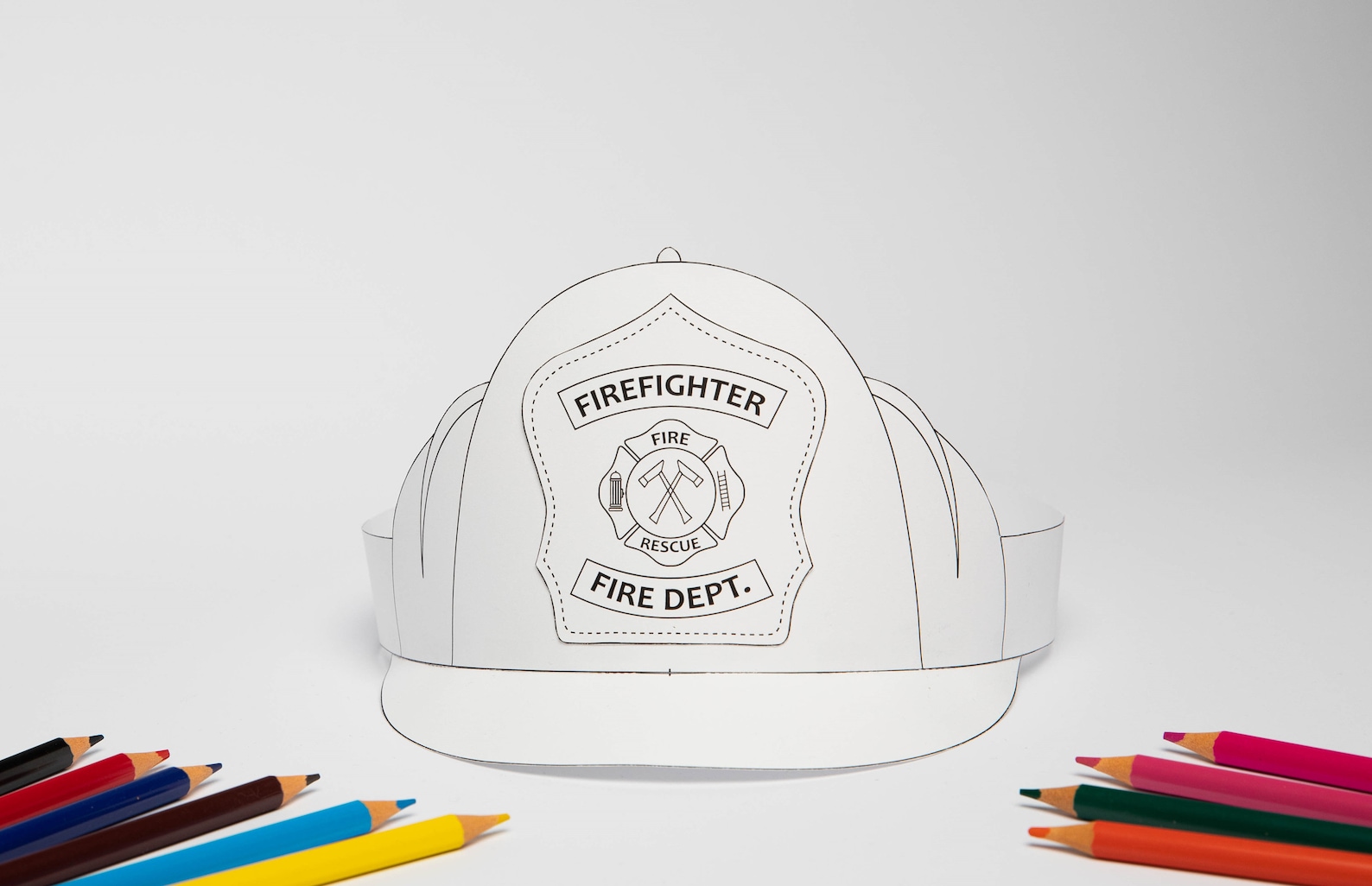 Printable Coloring Firefighter Paper Helmet Fun Kids Craft Pdf Template ...