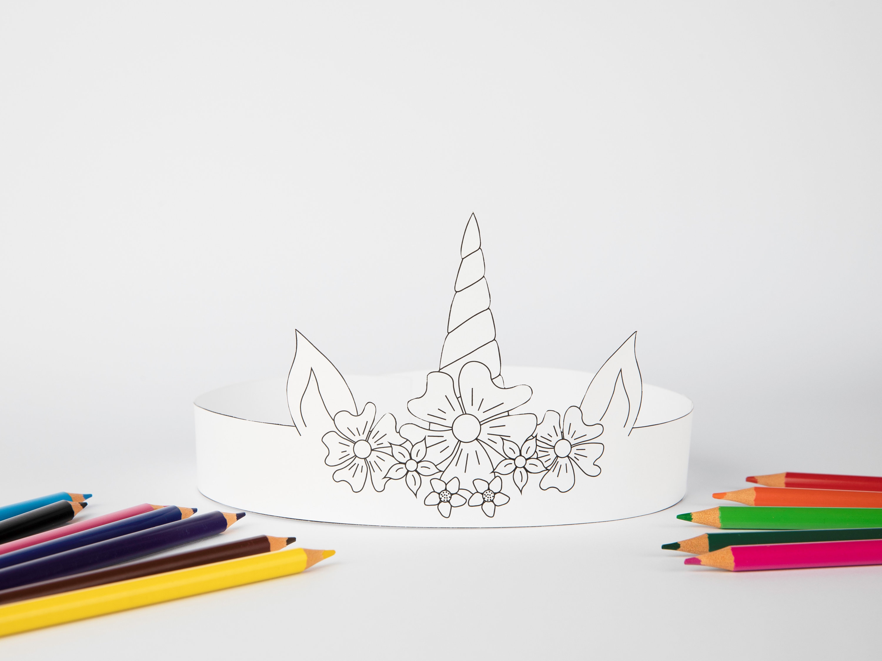 Printable Unicorn Paper Crown Colored & Coloring Pattern Fun Kids Paper ...
