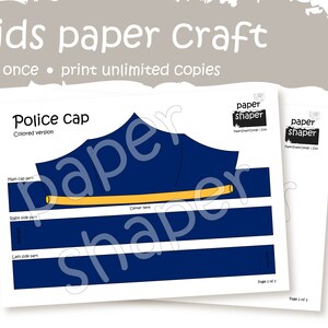 Printable Police Paper Cap Colored Fun Kids Craft Pdf Instant - Etsy