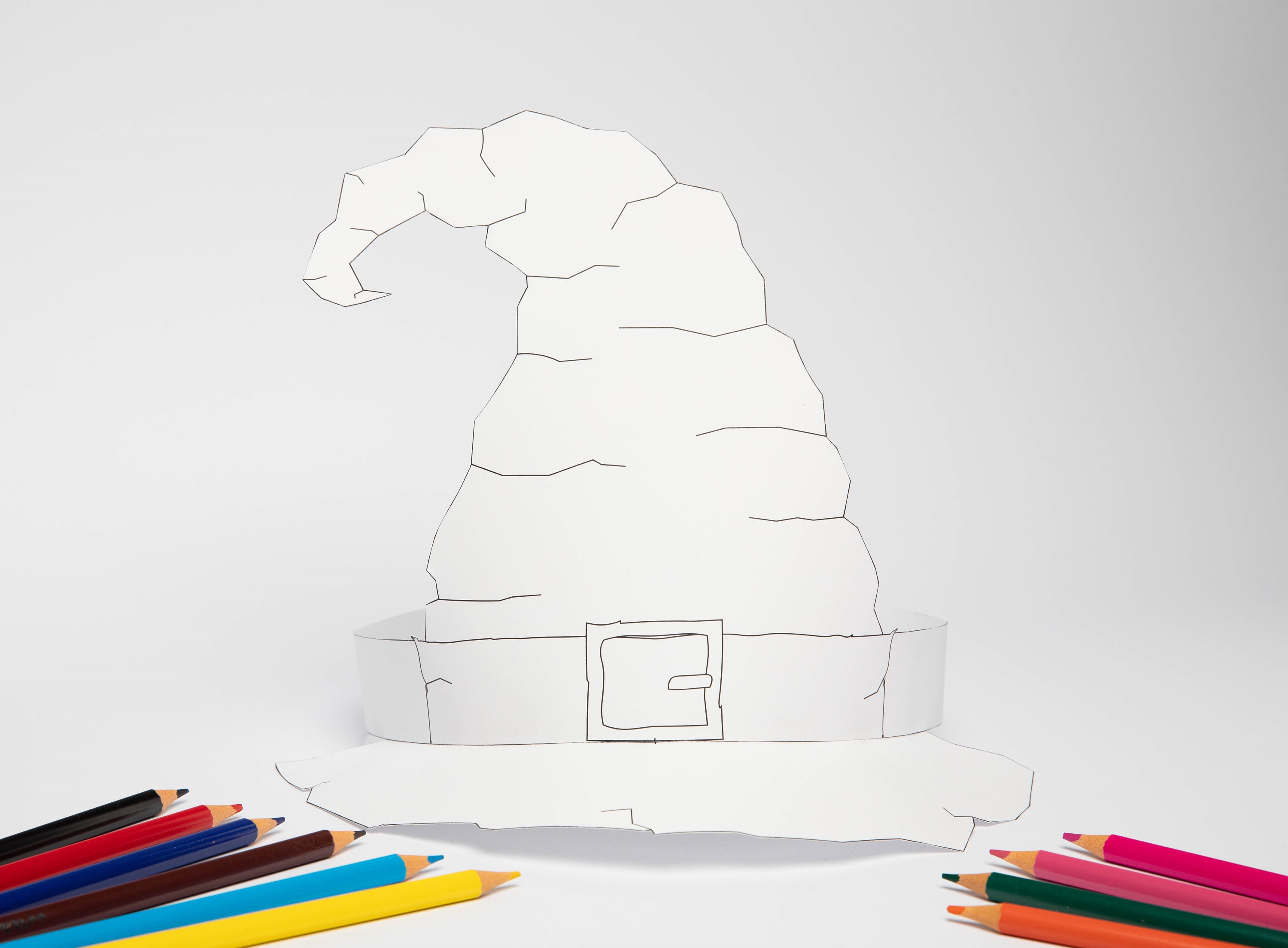 Printable Coloring Witch Paper Hat Halloween Accessory Kids Craft Pdf ...