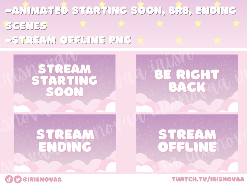 Cute Animated Pastel Pink/purple Clouds Twitch Scenes - Stream Starting ...