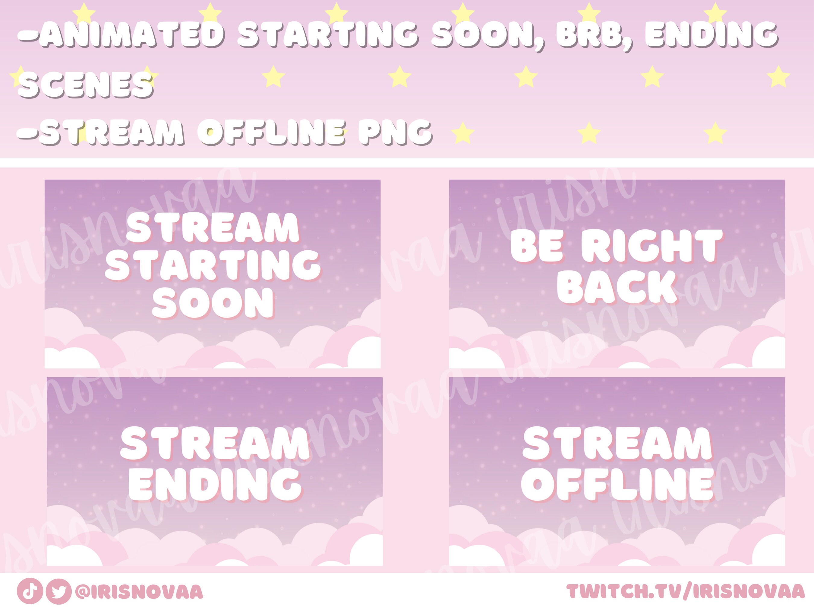 Cute Animated Pastel Pink/purple Clouds Twitch Scenes - Stream Starting ...