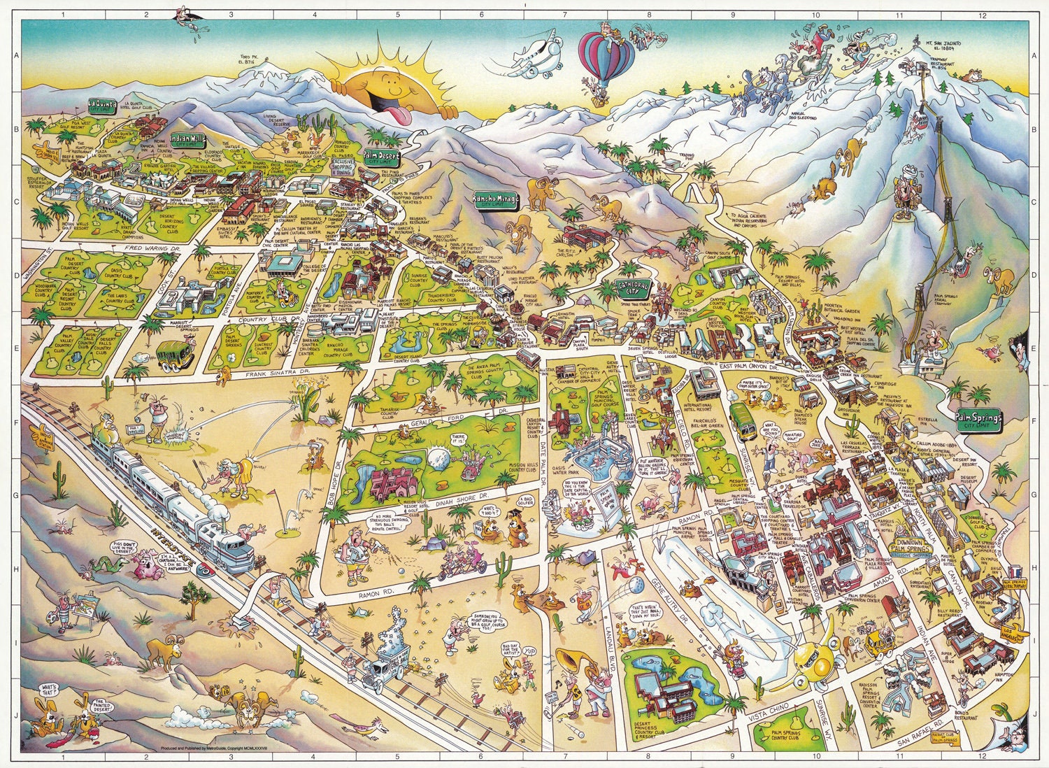 Palm Springs California Illustrated Map Download Palm - Etsy