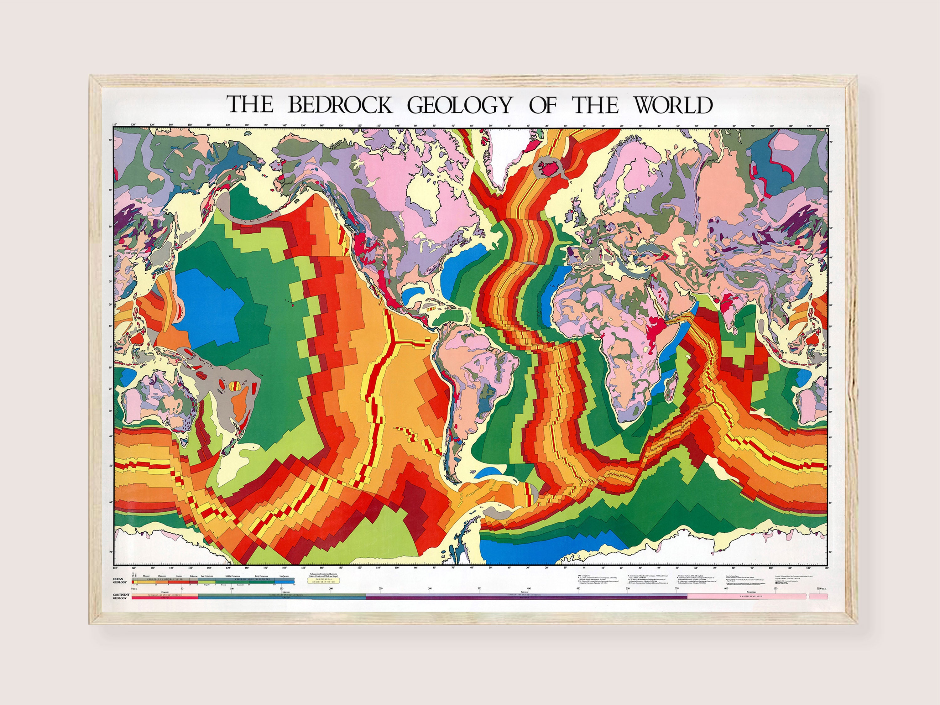 World Geological Map Oceanic Continental Print Poster Tectonics Map ...