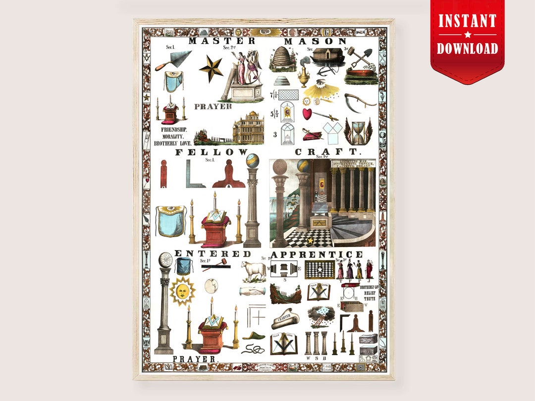 Master's Carpet Freemason Poster Masonic History - Vintage Freemasonry ...