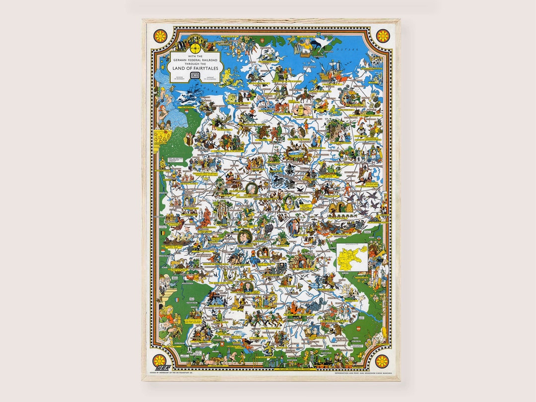 Germany Map Vintage Print Download Large Map of Germany Wall Art Decor ...