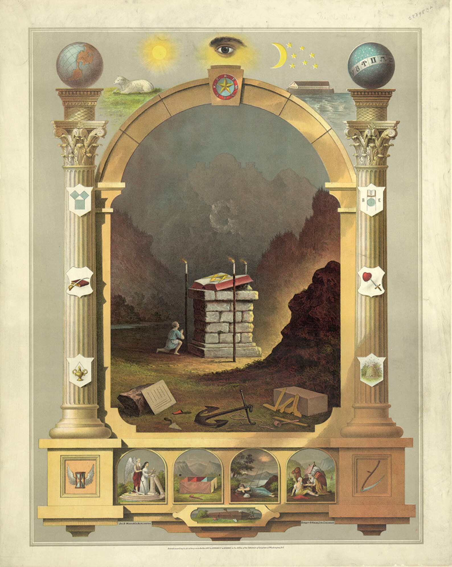 Masonic Chart Vintage Masonic Poster, Freemasonry Art, Freemason Arch ...
