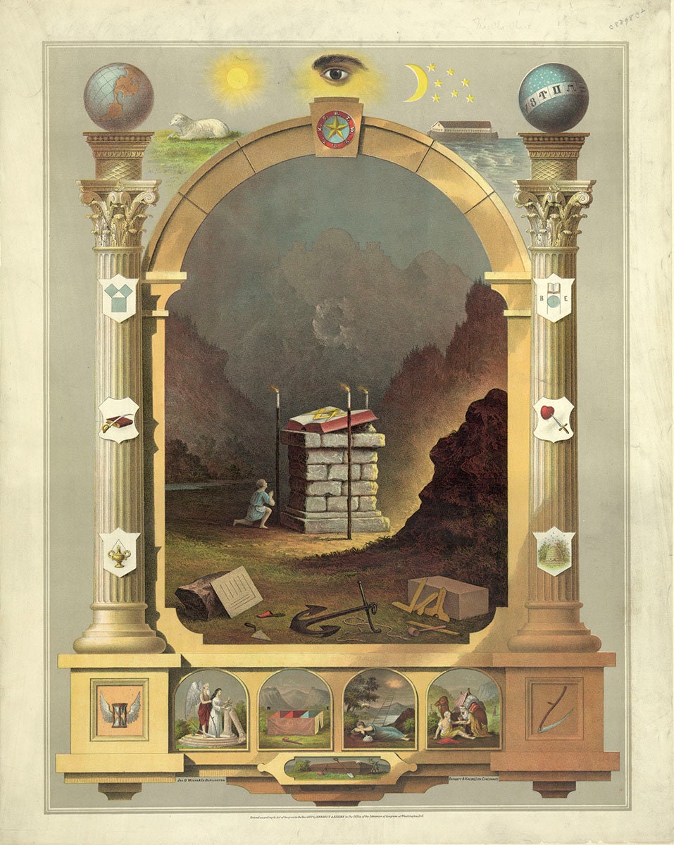 Masonic Chart Vintage Masonic Poster, Freemasonry Art, Freemason Arch ...