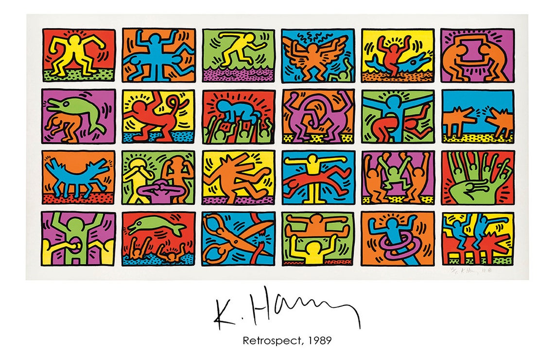 Keith Haring Art Print Digital - Retrospect Haring Exhibition Poster ...