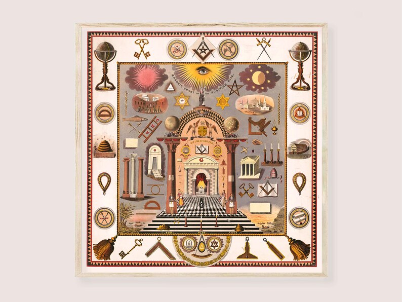 Masonic Poster Master Masons Chart Freemason Art Poster Masonic History ...