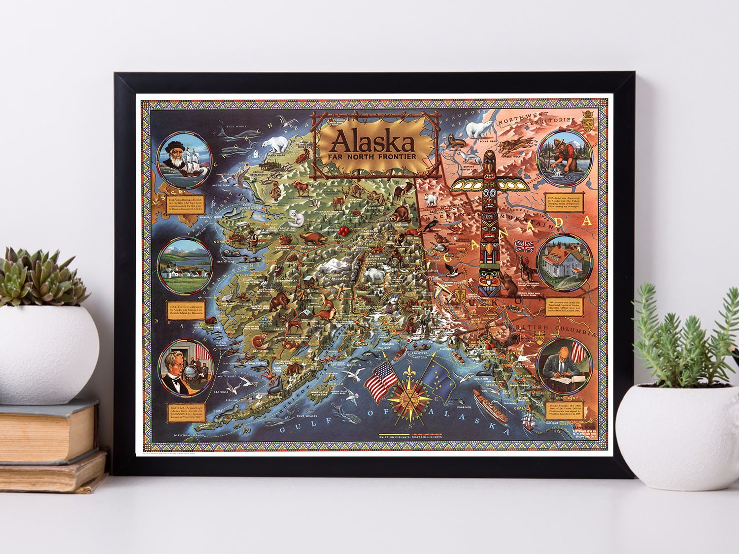 Old Map of Alaska Poster Digital Vintage Print Download Alaska Map ...
