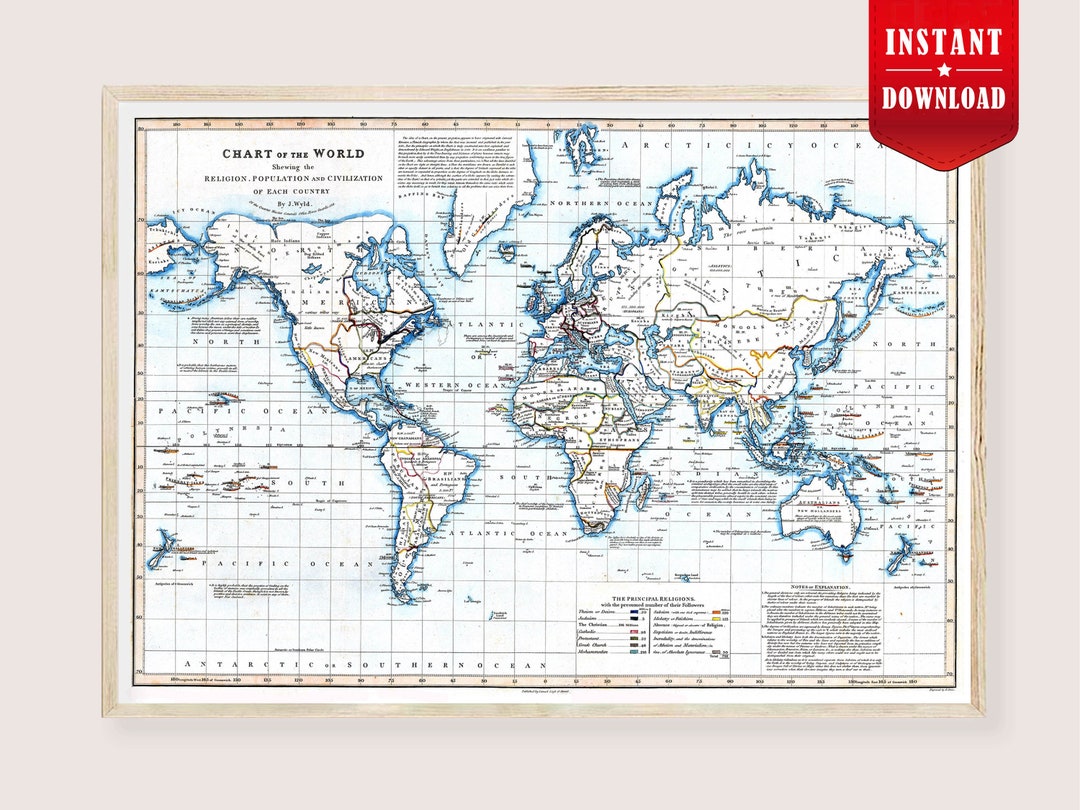 World Map Religion per Country Poster Download - Biblical Map Christian ...