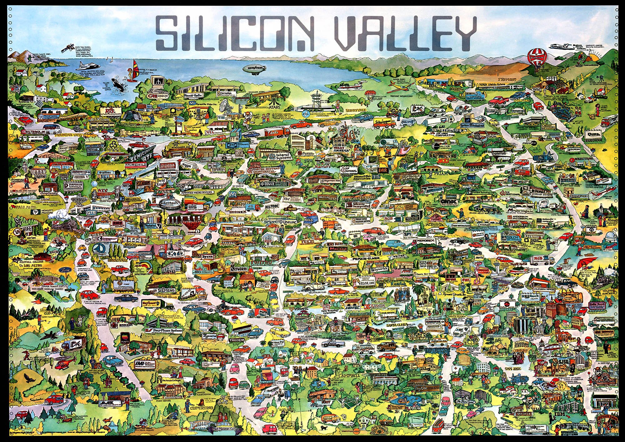 Silicon Valley Map Poster Illustrated California Illustrated - Etsy