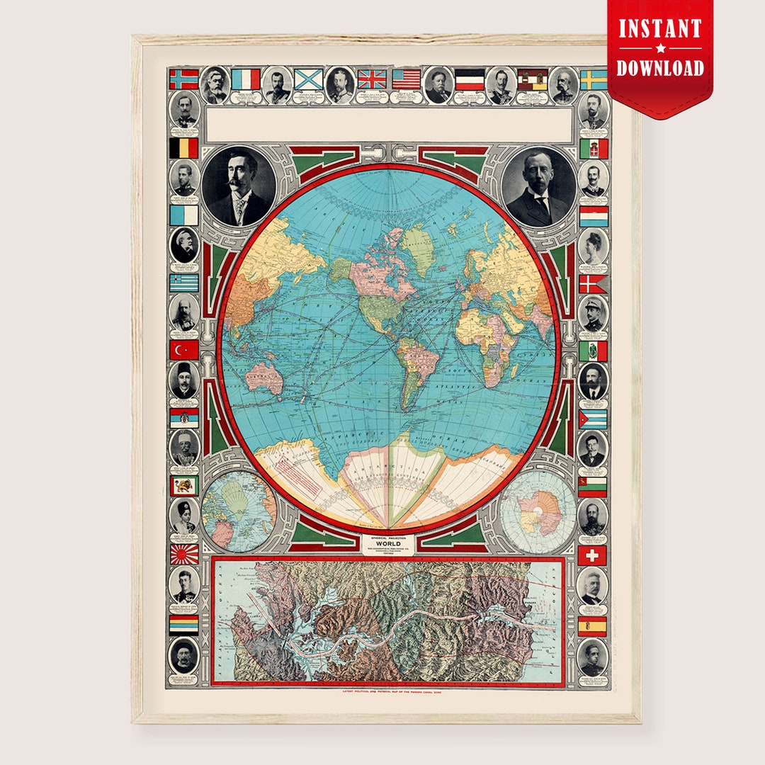 World Map Poster Digital - Vintage World History Map Print Historical ...
