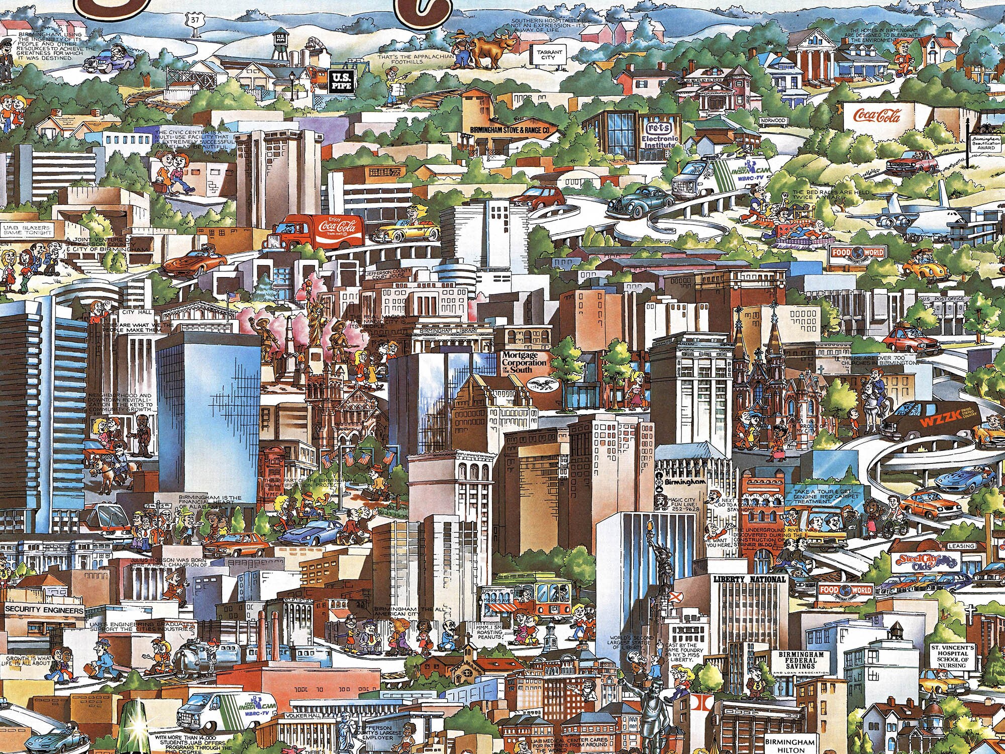 Birmingham Map Art Print Digital - Old Birmingham State Poster Download ...